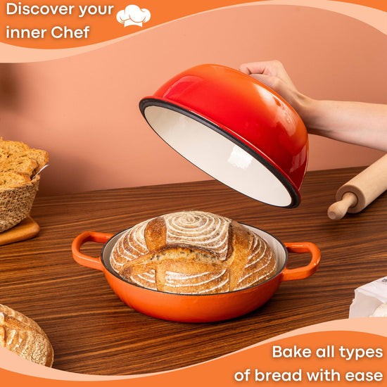 Enamelled Cast Iron Dutch Oven Bread Pot, 26cm (5.6L) Orange