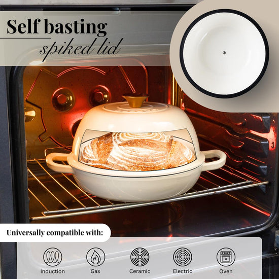 Enamelled Cast Iron Dutch Oven Bread Pot, 26cm (5.6L) - Cream