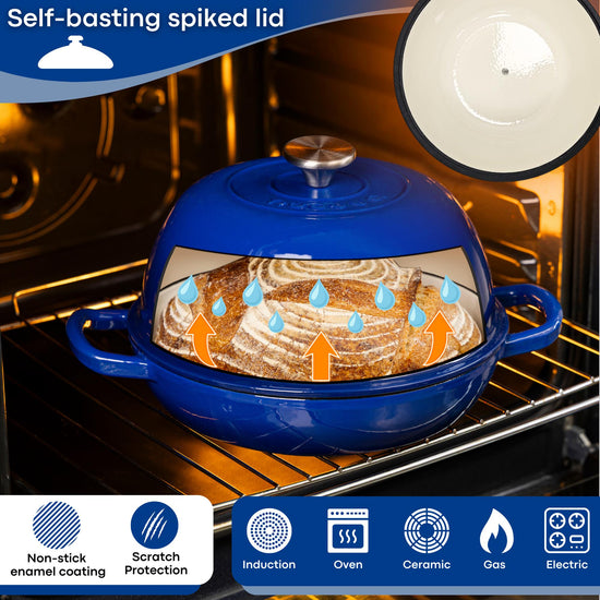 Enamelled Cast Iron Dutch Oven Bread Pot, 26cm (5.6L) Dark Blue