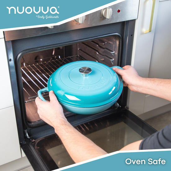 Shallow Cast Iron Dutch Oven Casserole with Lid, Oven-Safe - 3.9L, (29