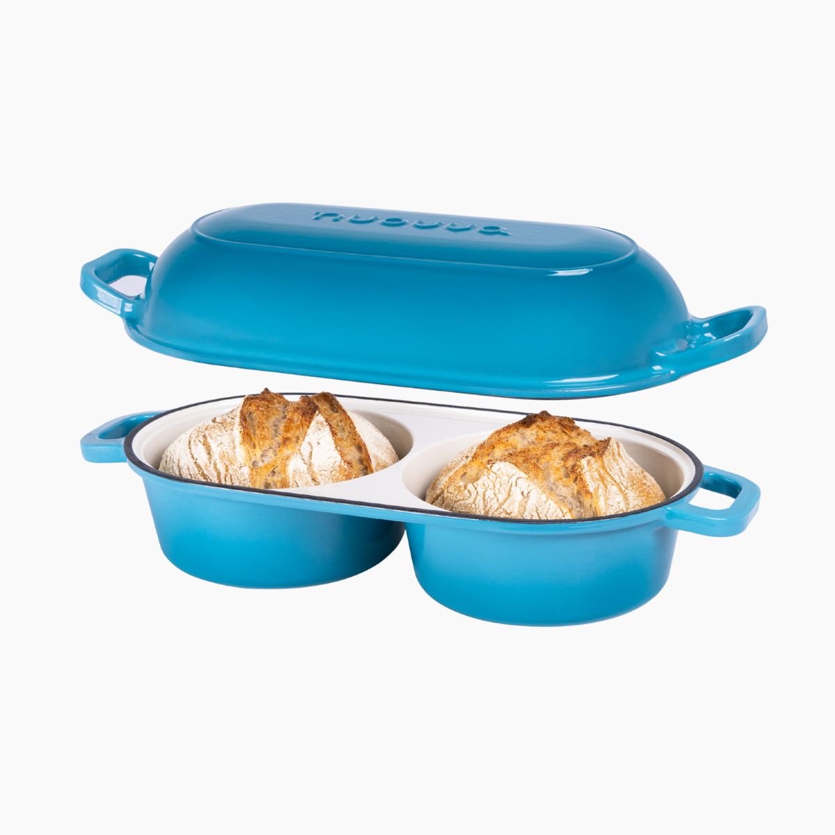 Enamelled Cast Iron Double Bread Loaf Pot, Non-Stick Dutch Oven, 16.5c