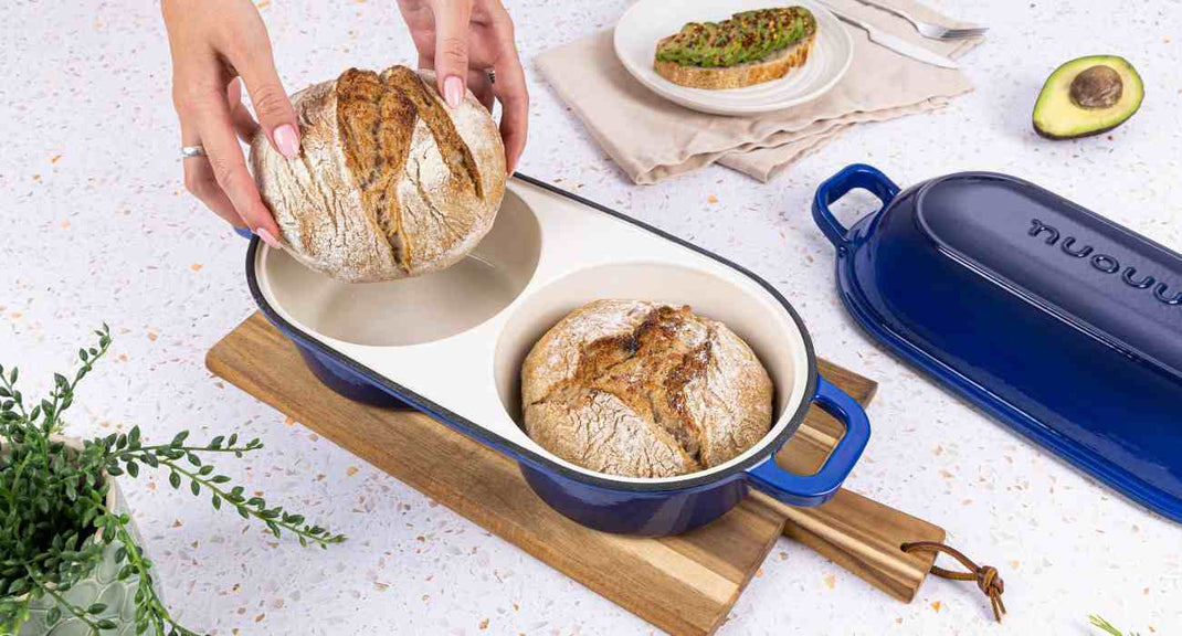 Enamelled Cast Iron DoublePro Bread Loaf Pot, Non-Stick Dutch Oven, 16