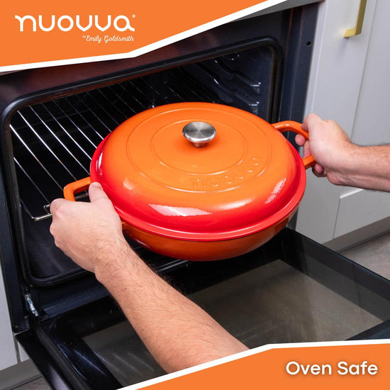 Shallow Cast Iron Casserole Pot with Lid, 4.5L, (32 cm) Orange
