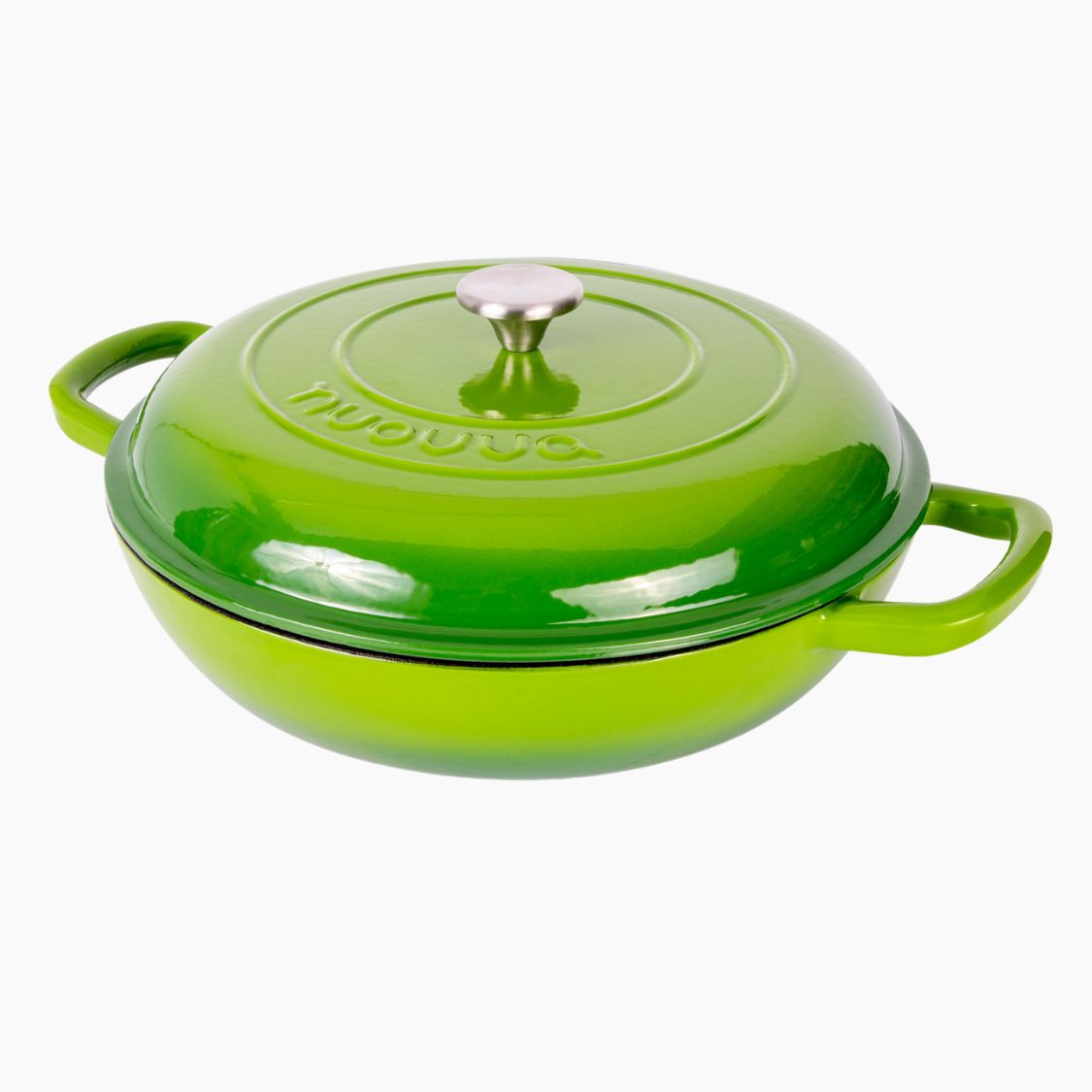 Shallow Cast Iron Casserole Pot with Lid, 4.5L, (32 cm) Light Green